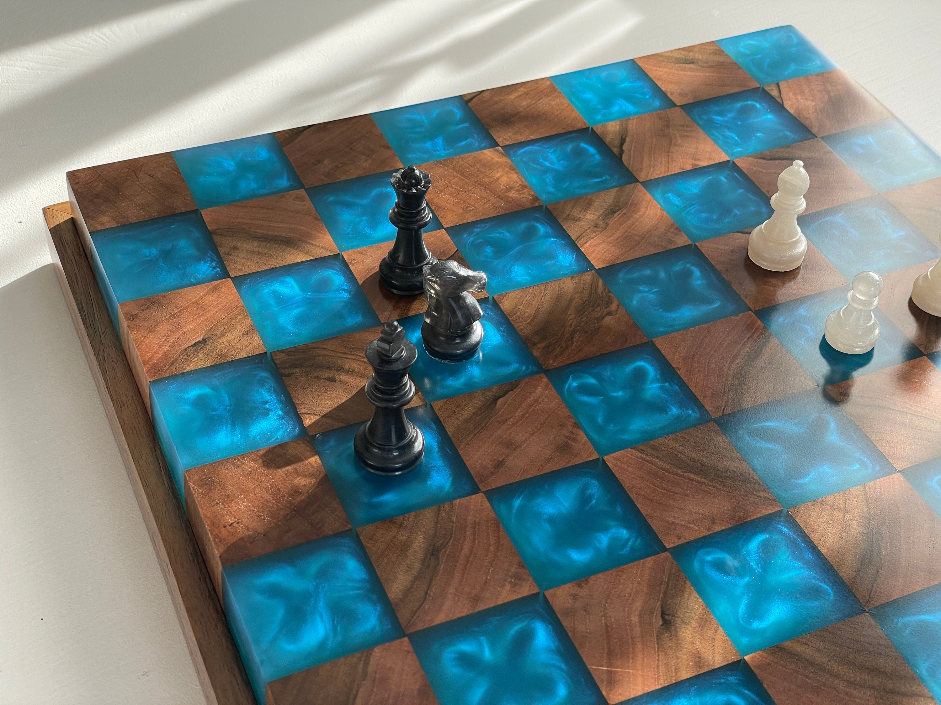 Handmade Large Illuminated Chess Set, Epoxy Resin Chess,unique Chess ...