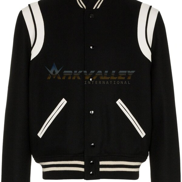 Letterman Jacket Black and White - Etsy