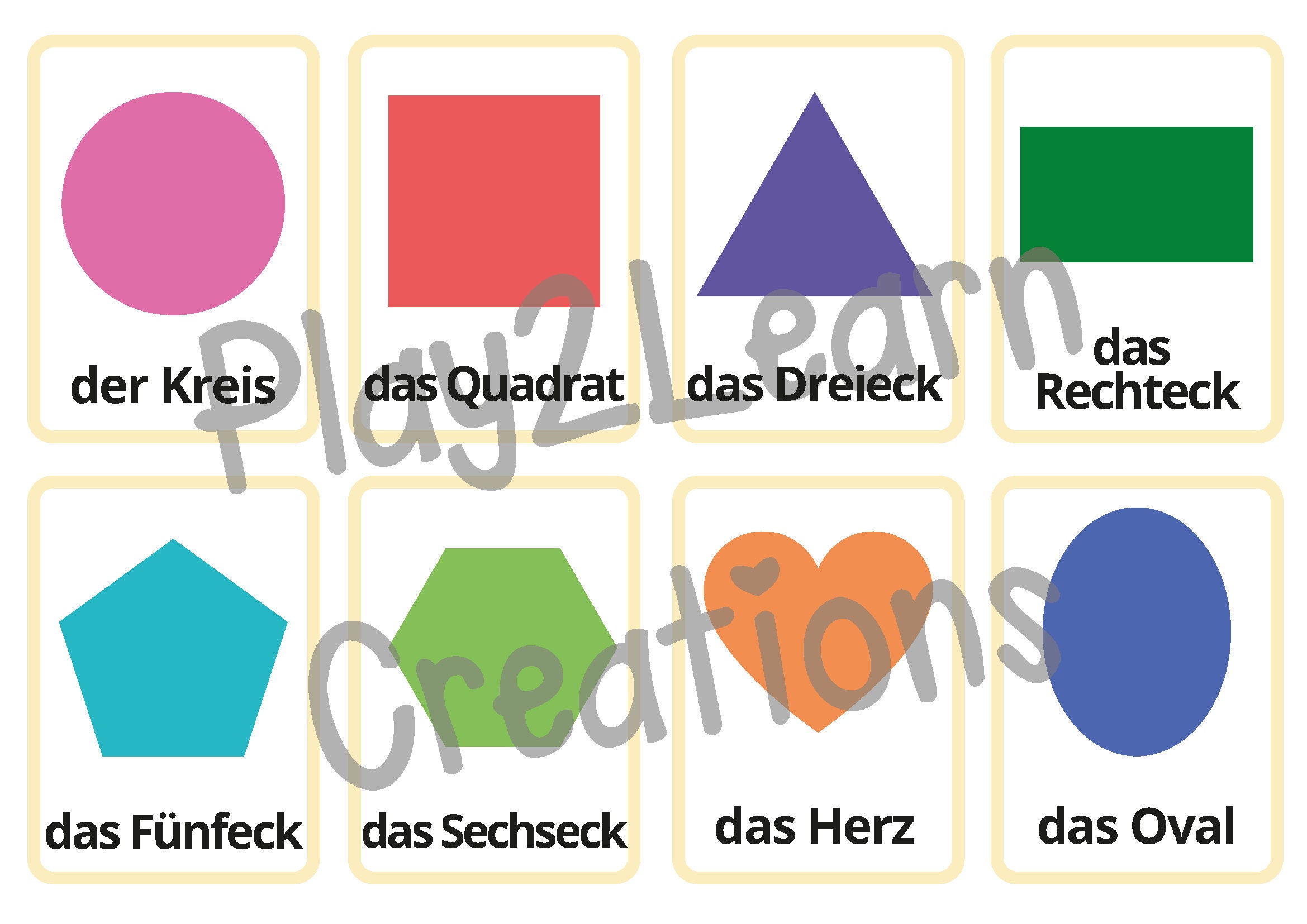 German Shapes Flashcards for children Printable flashcards | Etsy
