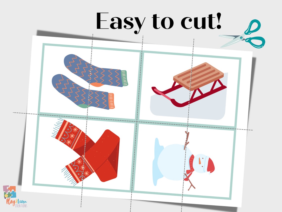 Winter Matching Game for Kids Printable Homeschool Montessori Materials ...