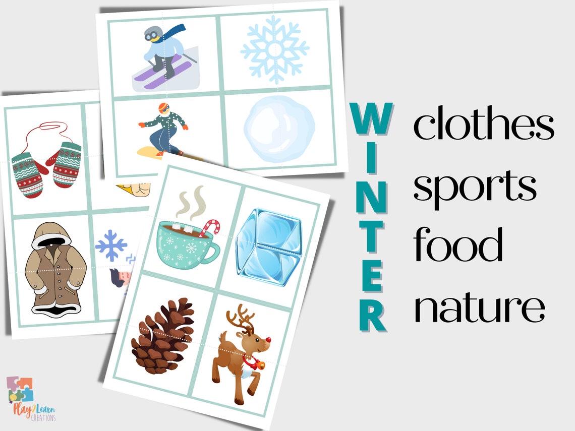 Winter Matching Game for Kids Printable Homeschool Montessori Materials ...