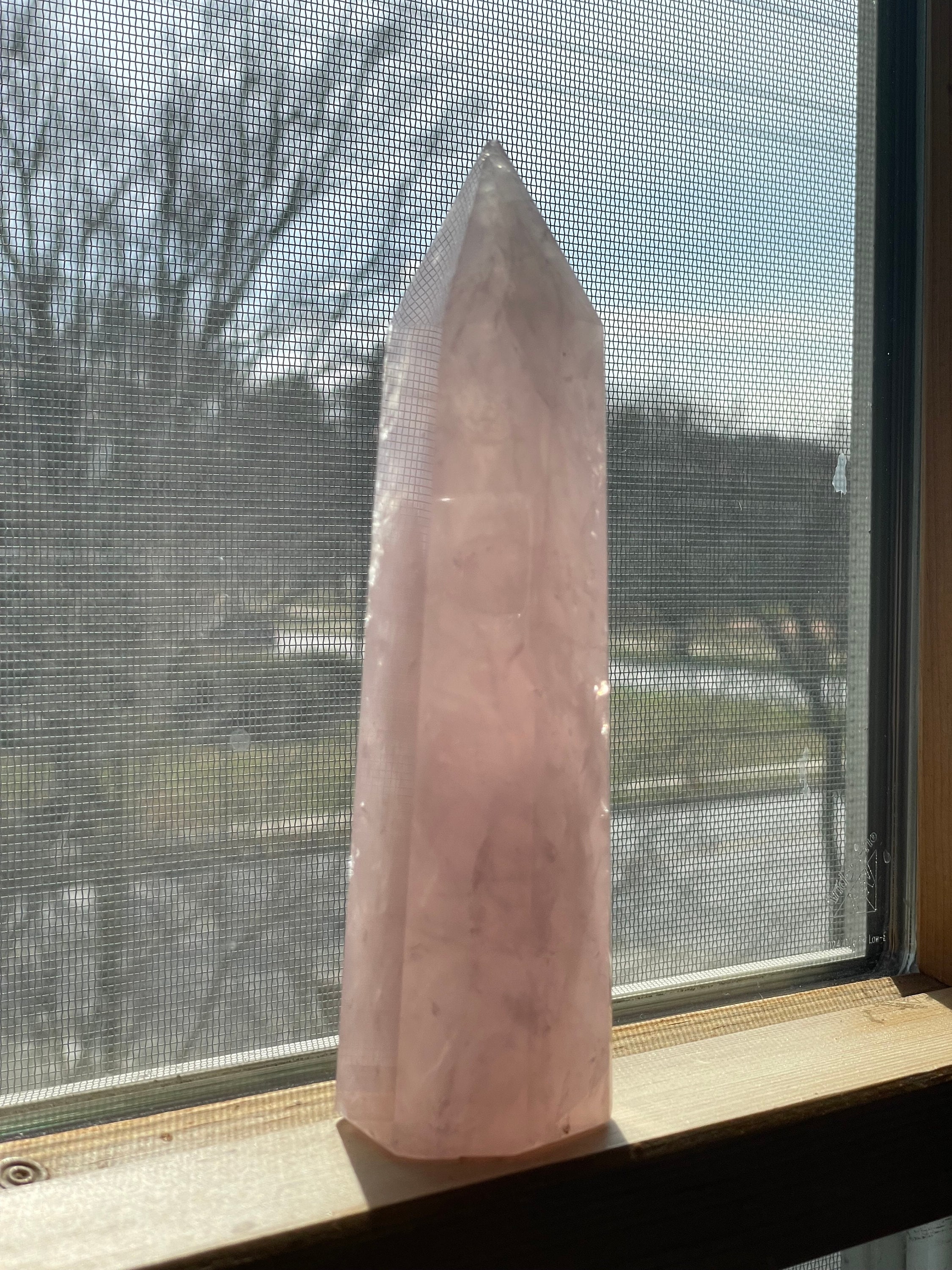 Pink Rose Quartz Crystal Tower | Rose Quartz Point - Etsy