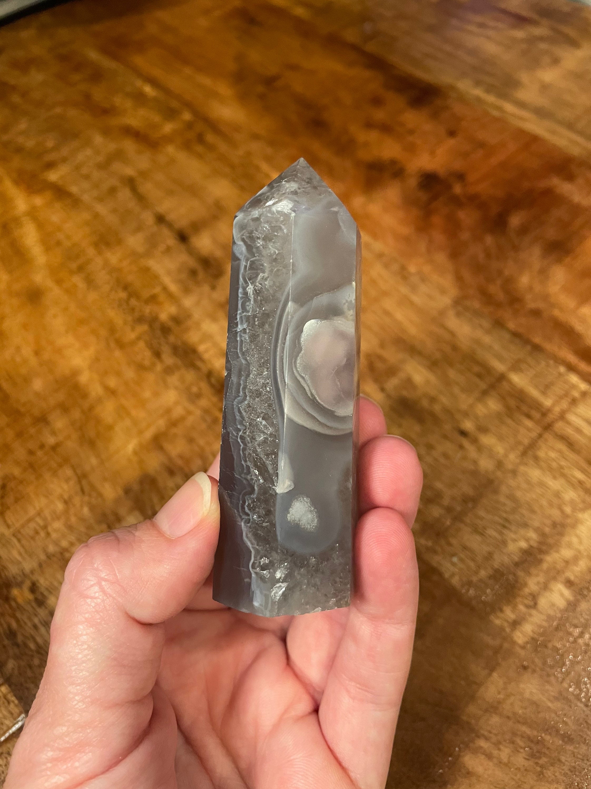 Banded Lavender Gray Agate Tower Point | Striped Agate Healing Crystal ...