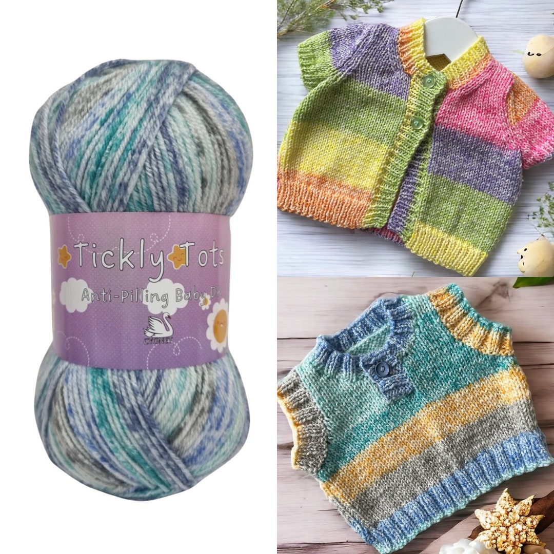 Cygnet Tickly Tots DK 100g Knitting Crochet Self-striping Baby Yarn ...