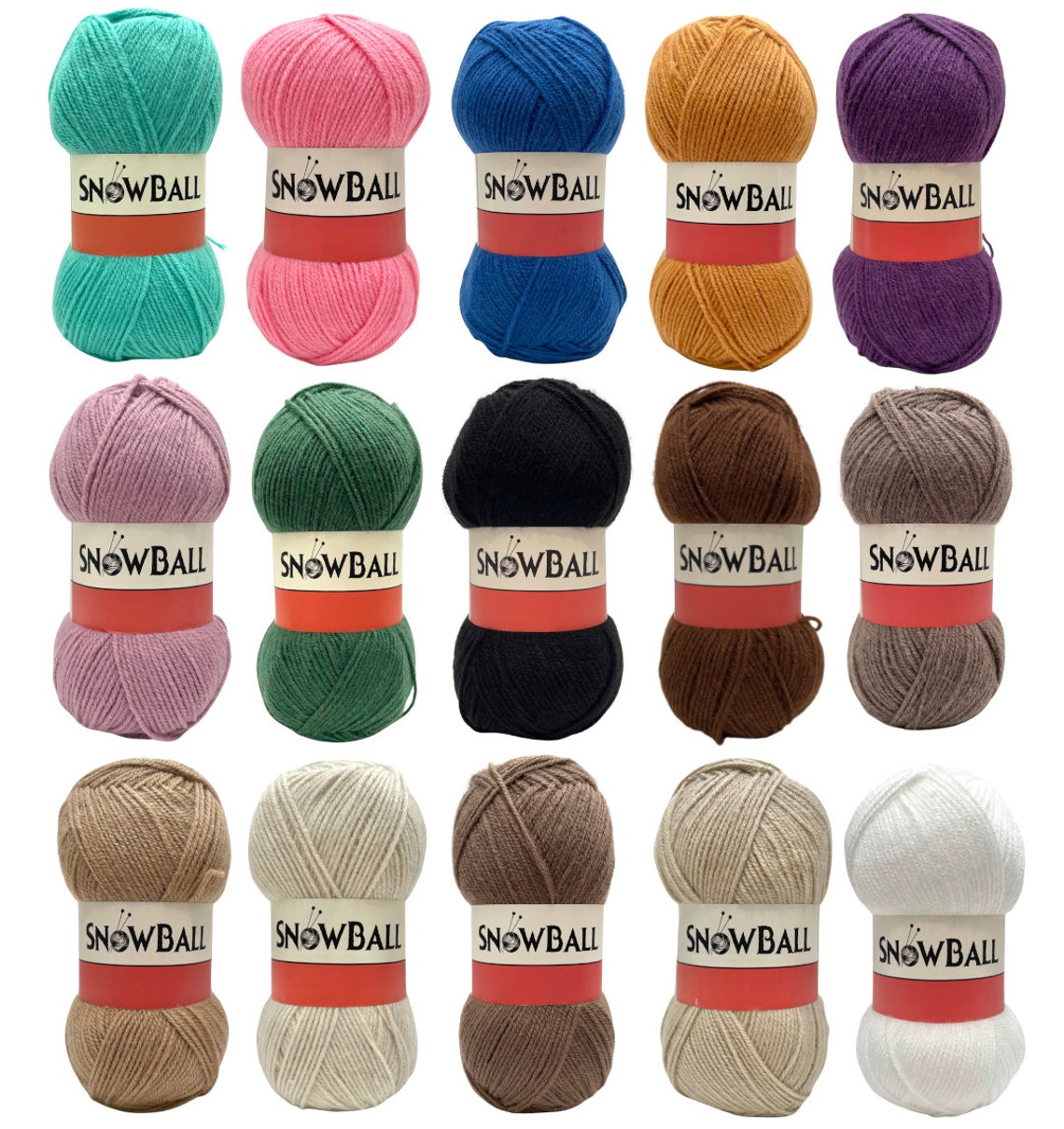 Snowball DK 100g Yarn Knitting Crochet Craft Acrylic - Etsy UK