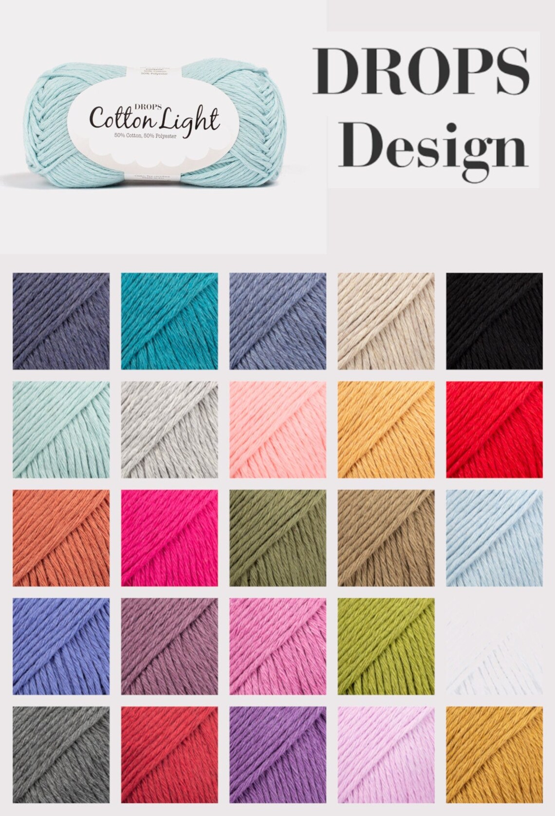 Drops Cotton Light DK 50g Knitting Crochet Yarn 50% Cotton - Etsy UK