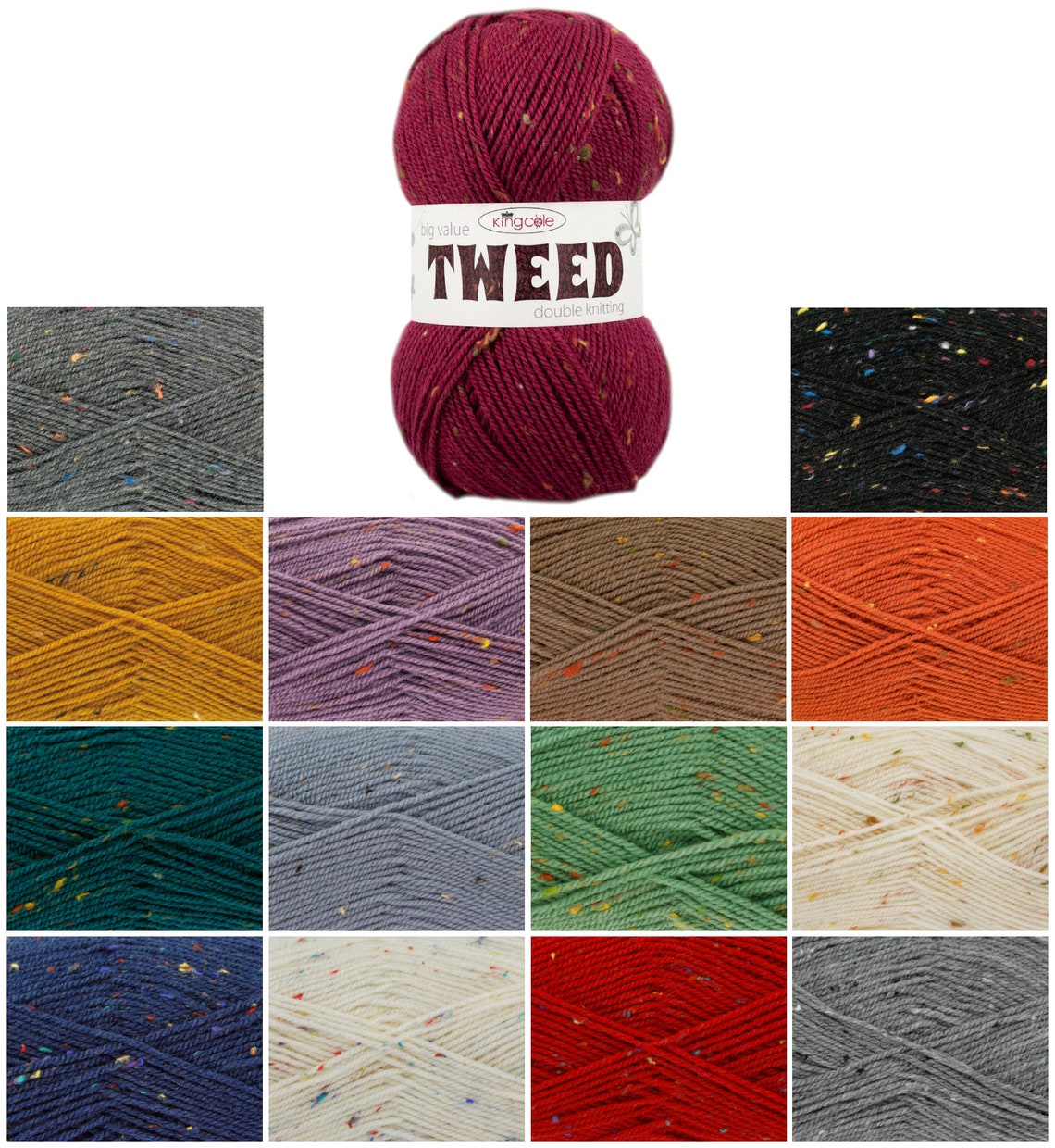 King Cole Big Value Tweed DK 100g Knitting Crochet Yarn Patterns - Etsy UK