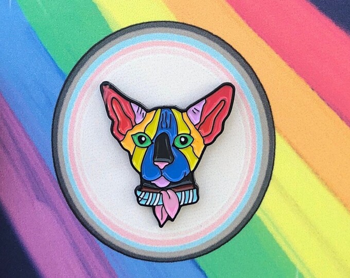 Enamel Pin: Sphynx Cat - Inclusive Flag. Soft Enamel Pin. Sphynx Cat ...