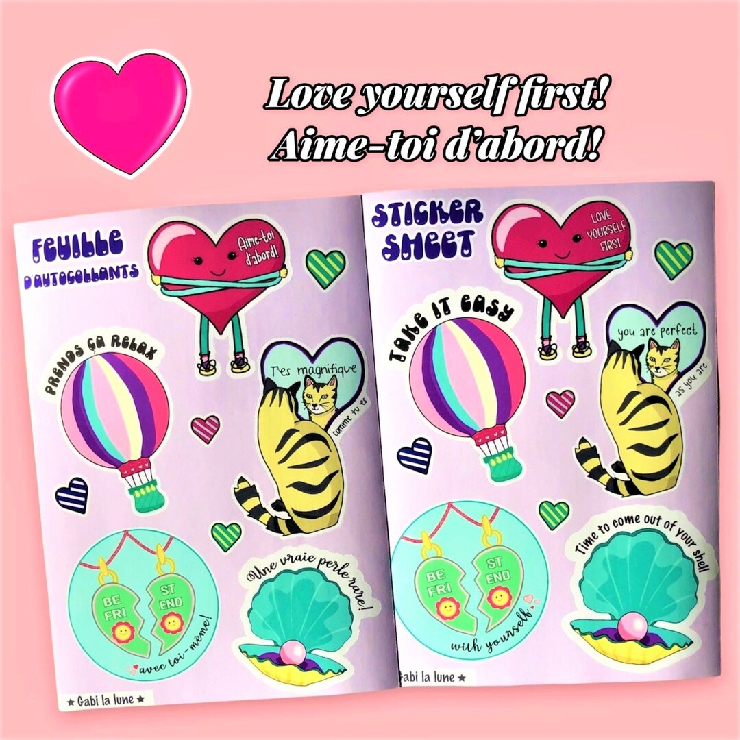 Stickerbogen „Liebe dich selbst zuerst“. Stickerbogen „Liebe dich ...