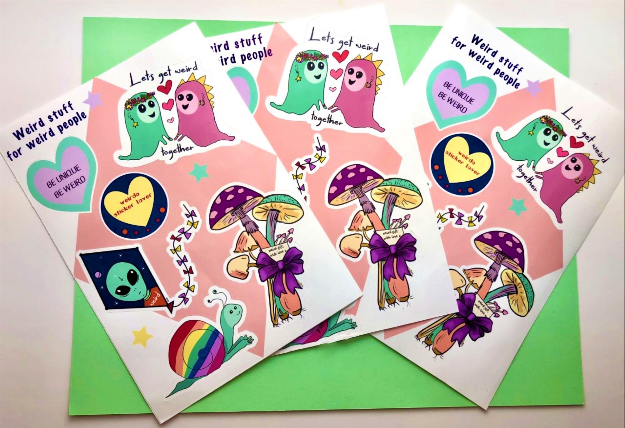 Handmade sheet of stickers Weird stuff for weird people. Paper & Party ...