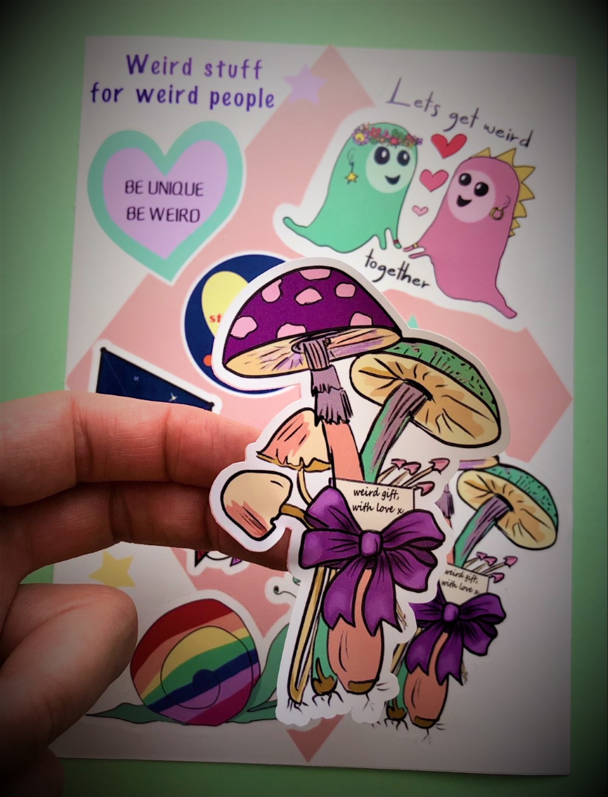 Handmade Sticker Sheet. Weird Stuff for Weird People. - Etsy UK