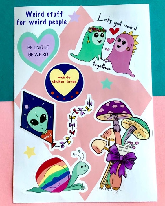 Handmade sheet of stickers Weird stuff for weird people. Paper & Party ...