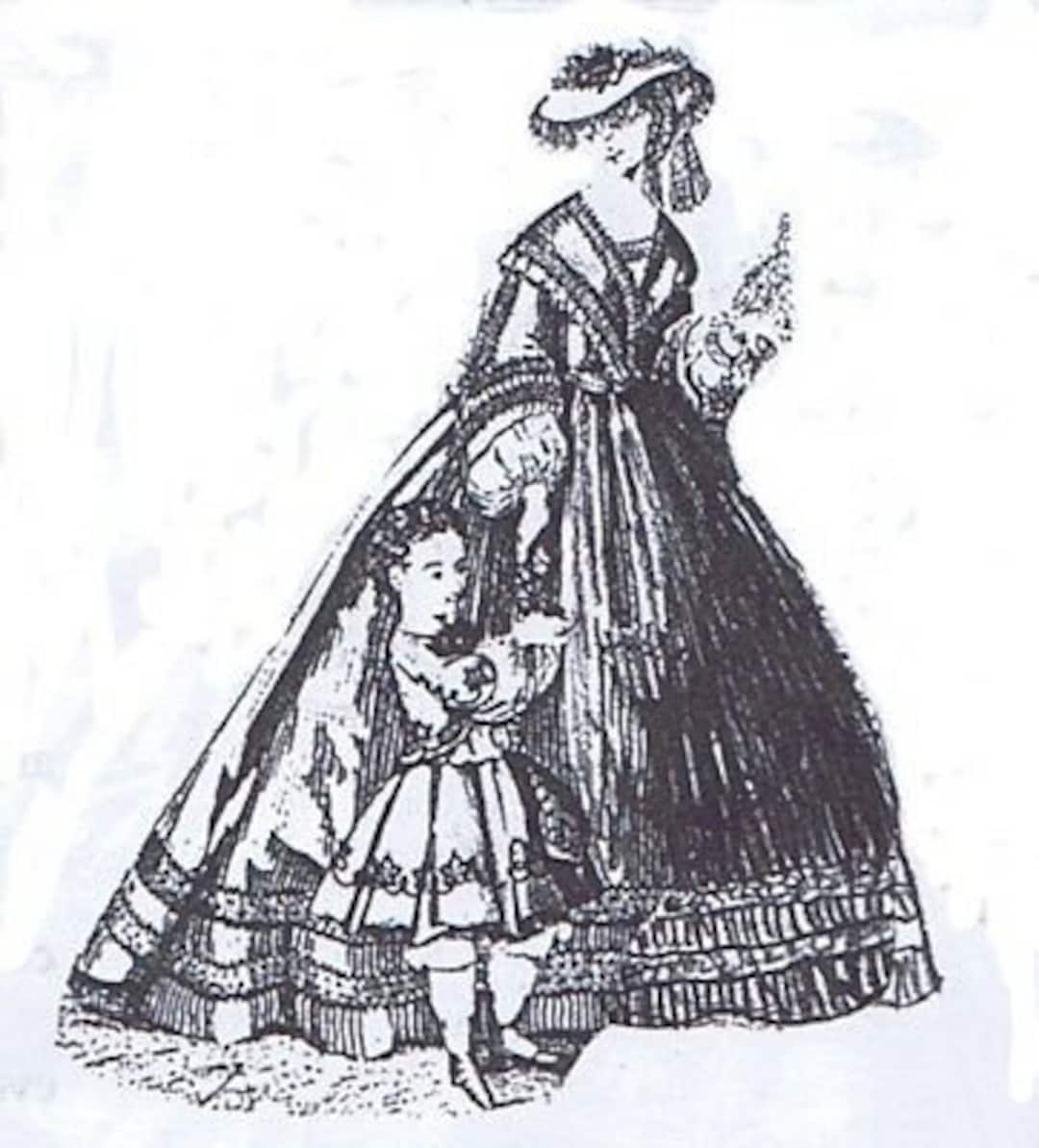 1863 Godey's Watering Place Dress Pattern Antique French Fashion Doll ...