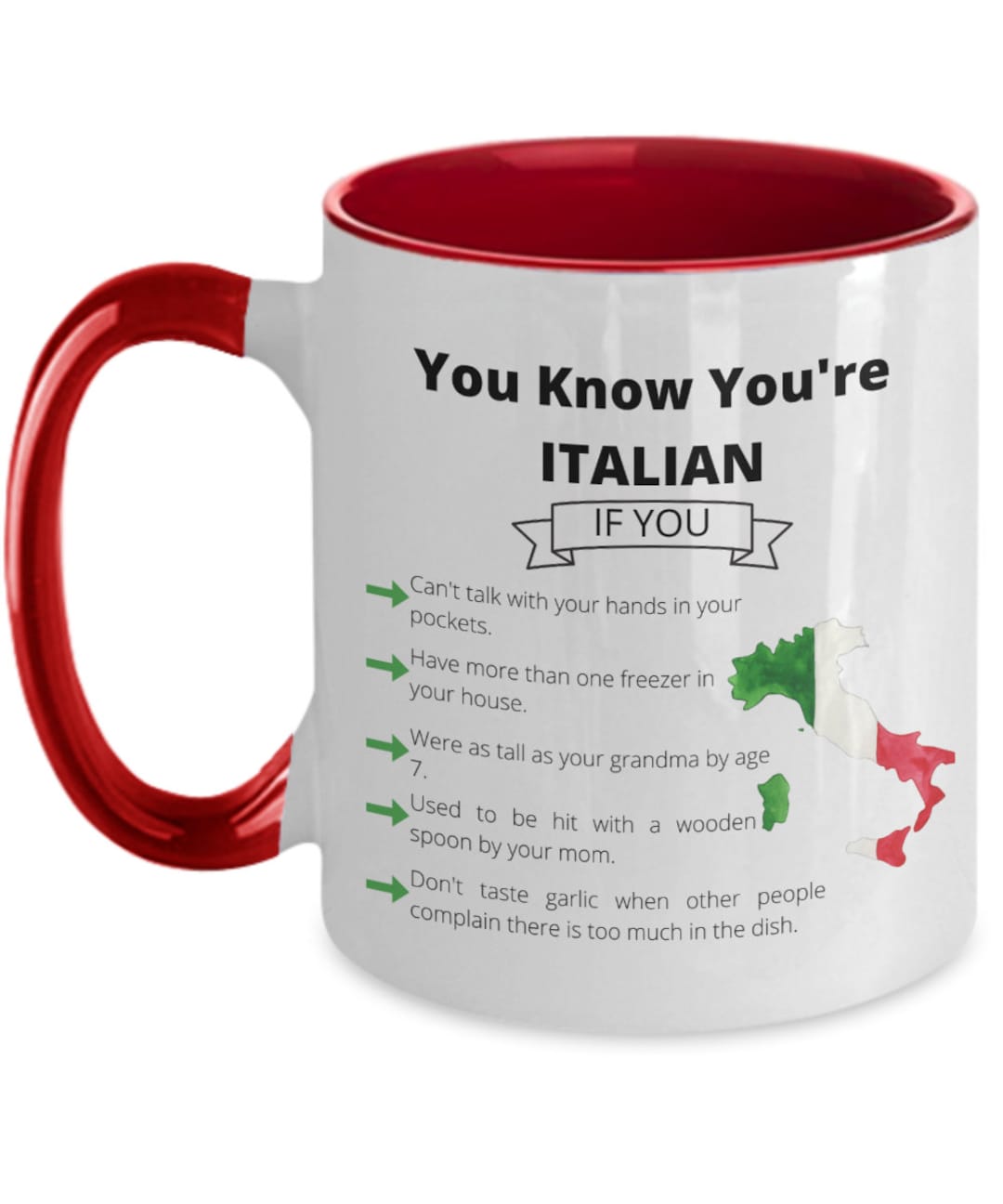 Funny Italy Mug, You Know You're Italian Two-tone 11oz Coffee Mug ...