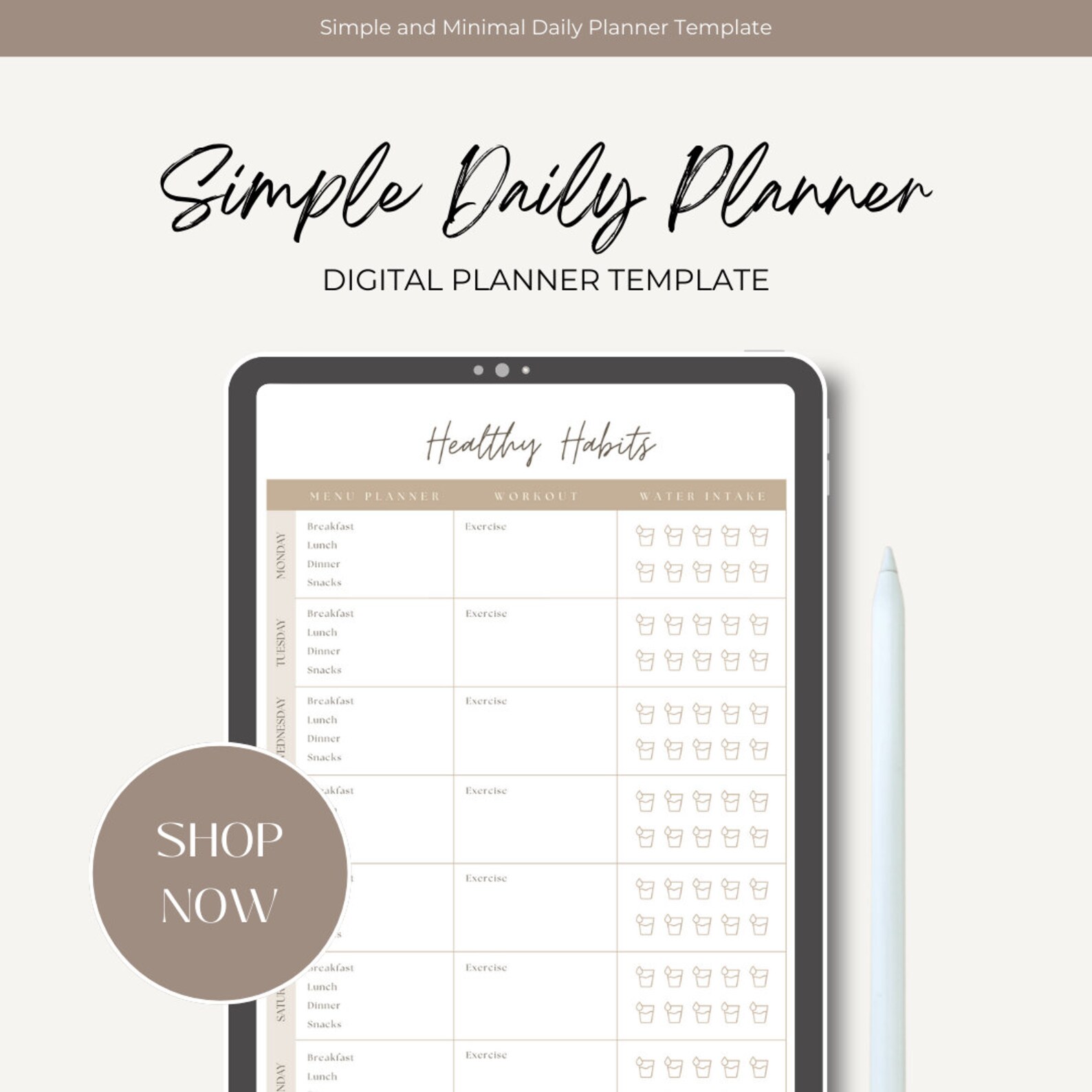 Weekly Planner Healthy Habits Exercise Tracker Printable - Etsy