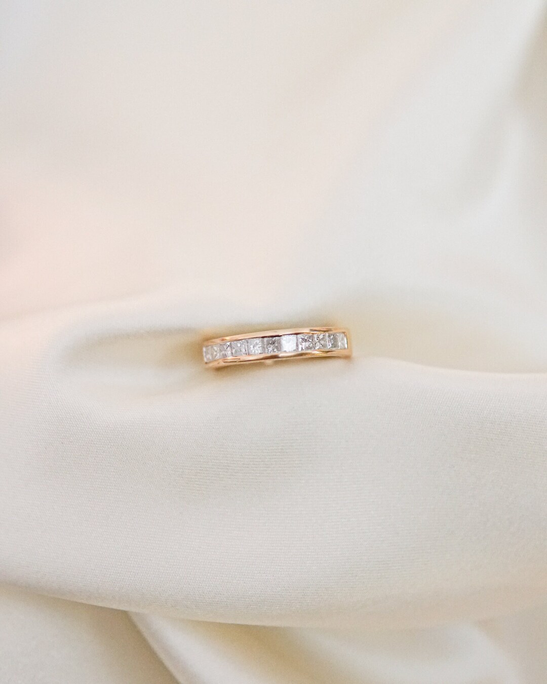 Estate Princess Channel Diamond Band - Etsy