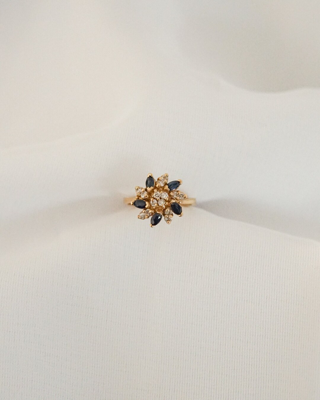 Estate Sapphire and Diamond Windmill Ring - Etsy