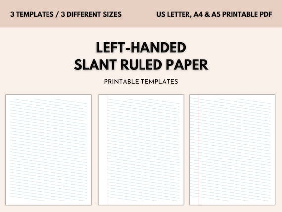 LEFT-HANDED Printable Paper Journal Pages for Left-hander | Etsy