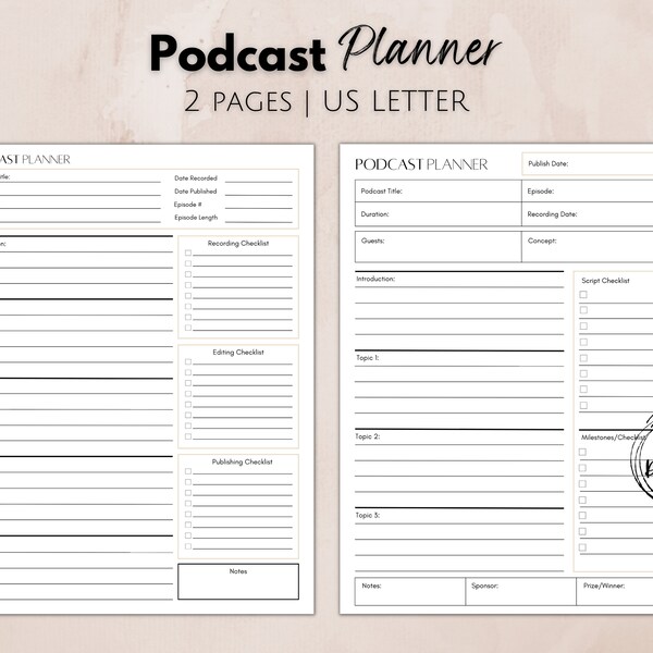 Pod Cast Plan Template - Etsy