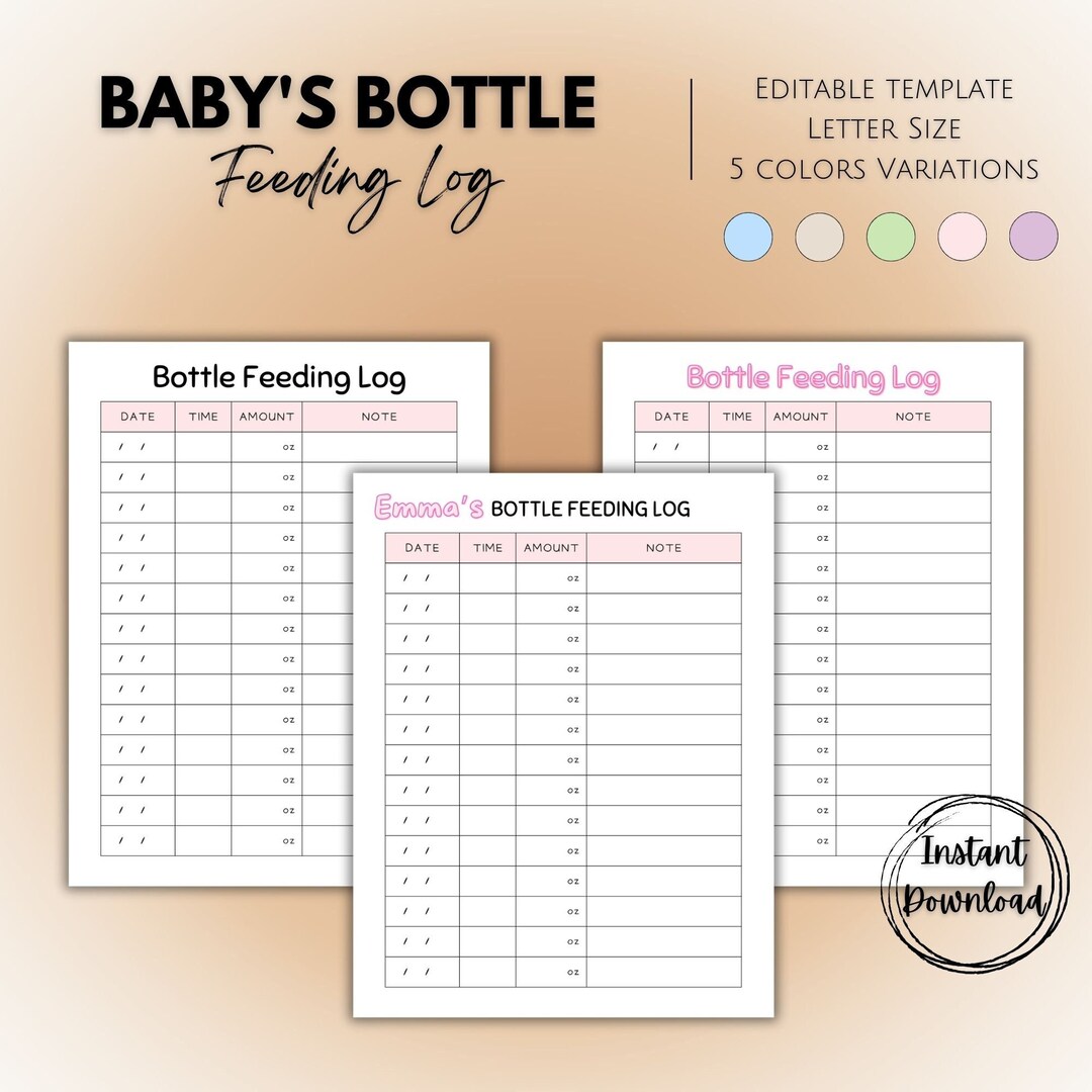 Editable Baby Daily Log Printable Baby Feeding Tracker Infant - Etsy ...