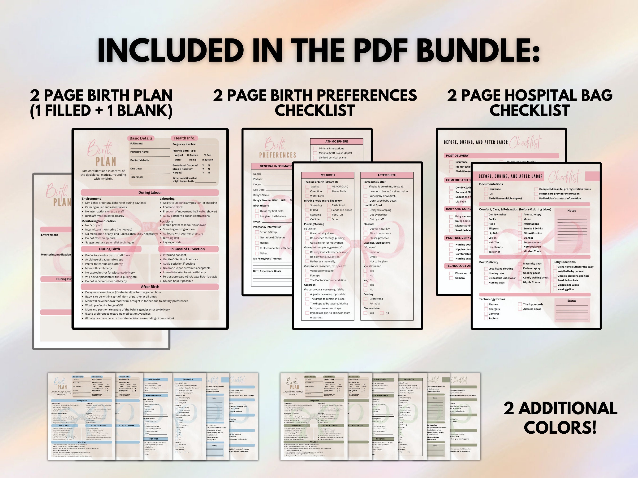 Editable Birth Plan Template, Printable Birthing Plan Bundle, Pregnancy ...