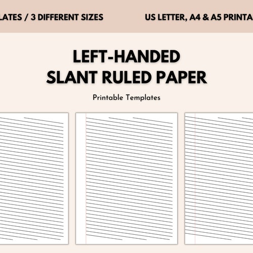 LEFT-HANDED Printable Paper Slant-ruled Paper Lefty | Etsy