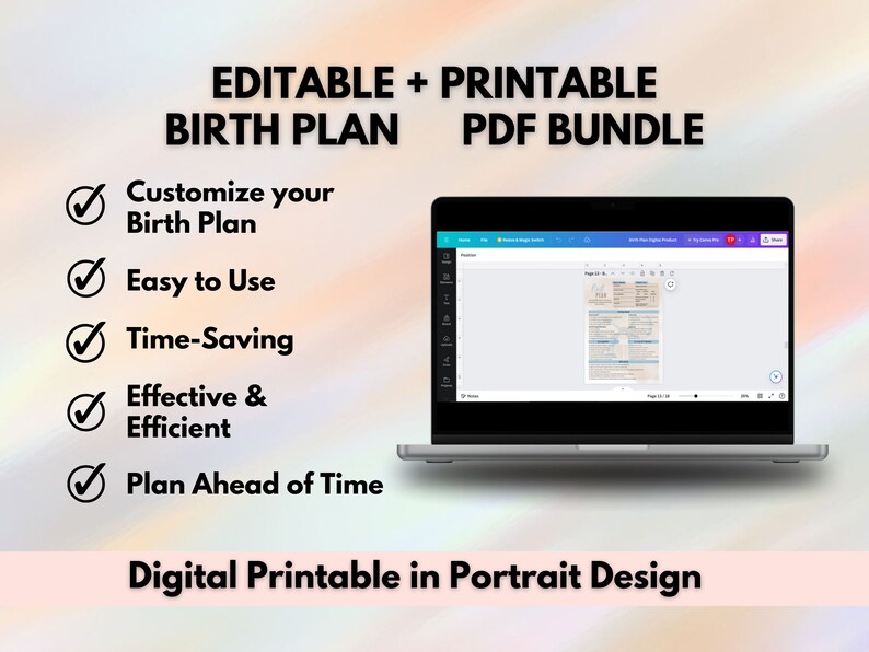 Editable Birth Plan Template, Printable Birthing Plan Bundle, Pregnancy ...