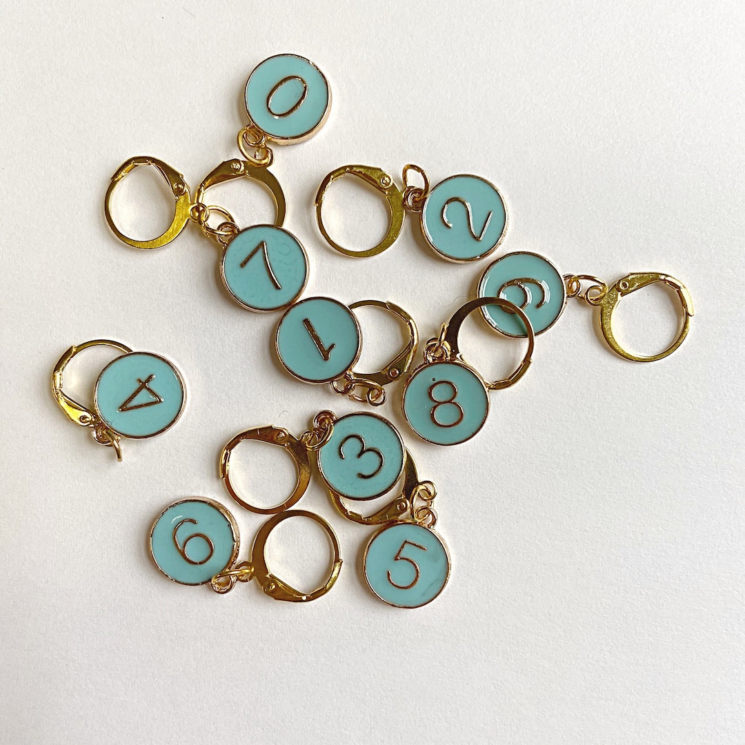 Number Stitch Markers, Set of Ten, Numbers 0-9, Ready to Ship, Crochet ...