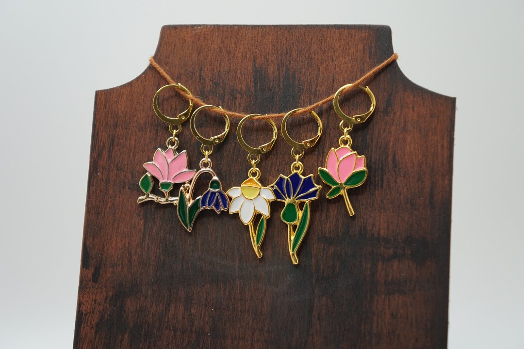 Flower Garden Stitch Markers, Set of Five, Ready to Ship, Crochet ...