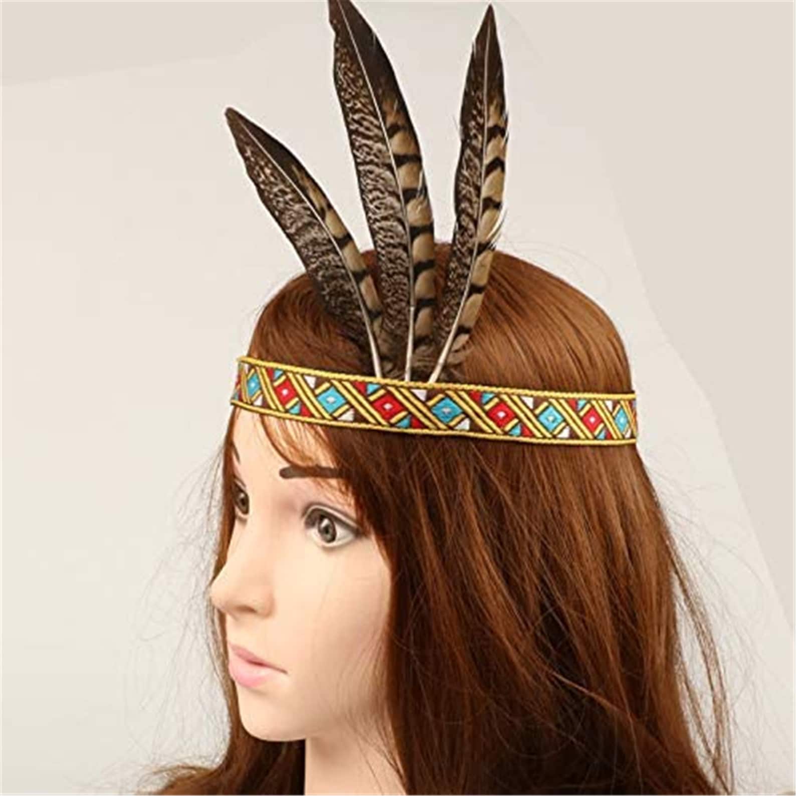 Feather Headband Indian Headpiece Bohemian Tassels Hair Band Etsy