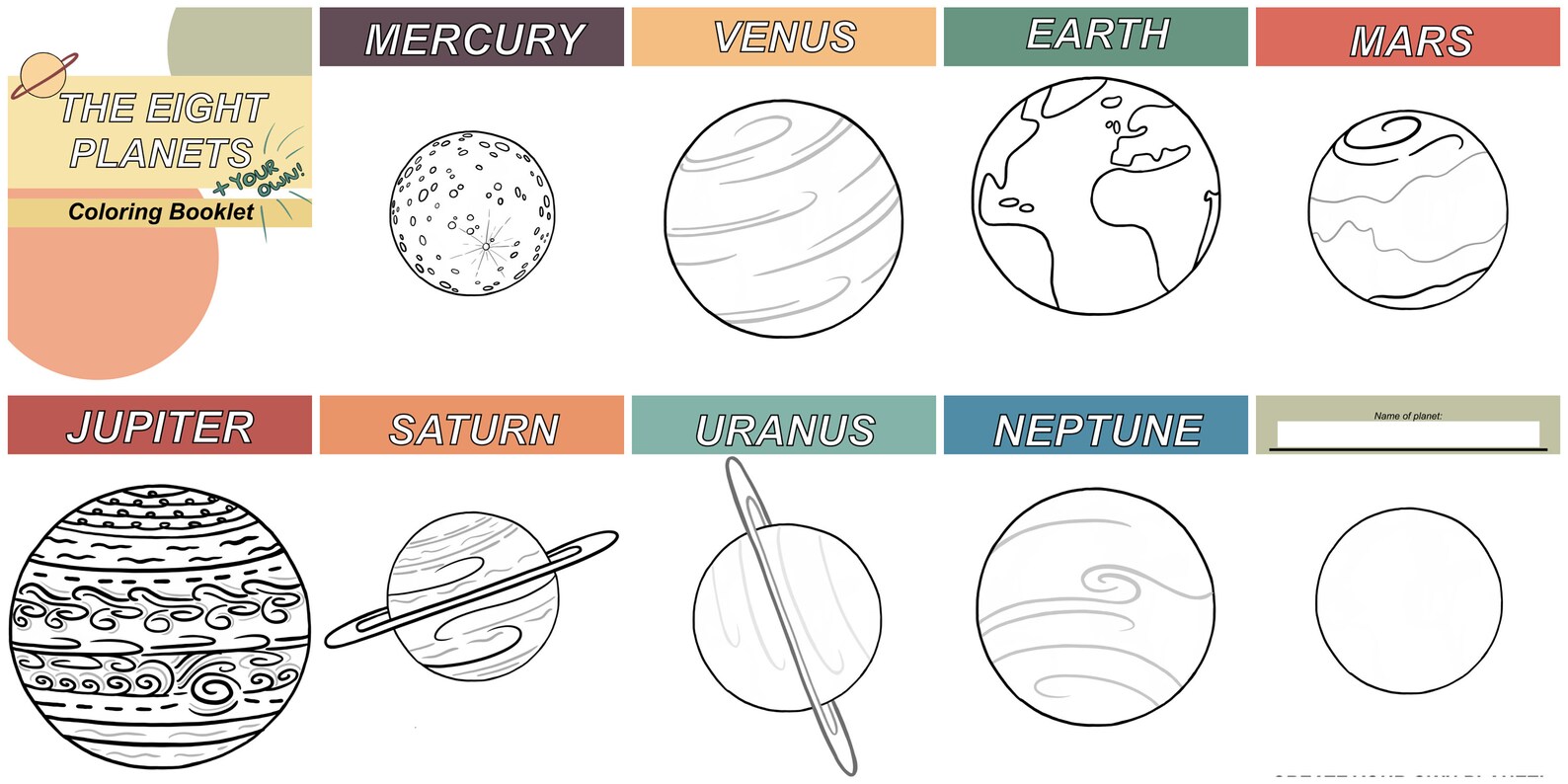 Printable Planets Coloring Booklet Make your very own - Etsy España