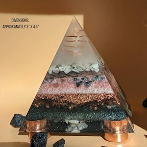 Handmade Orgonite Pyramid With Quartz, Moonstone & Black Tourmaline ...
