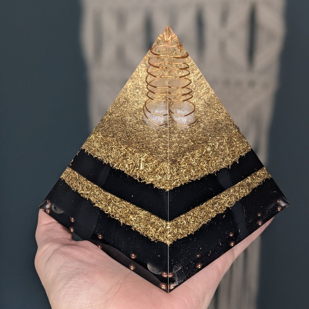 Large Orgonite Pyramid for EMF Protection 5g Shield Empath Crystal ...
