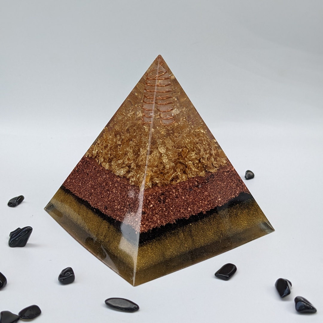 Small Gold Pyramid Powerful Orgonite for EMF Protection Elegant Home ...