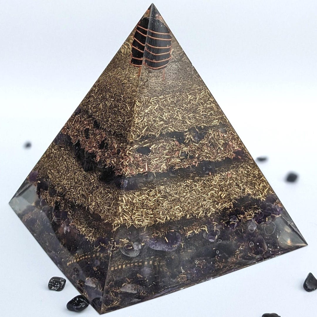 Large Orgonite Pyramid With Quartz, Amethyst & Black Tourmaline ...