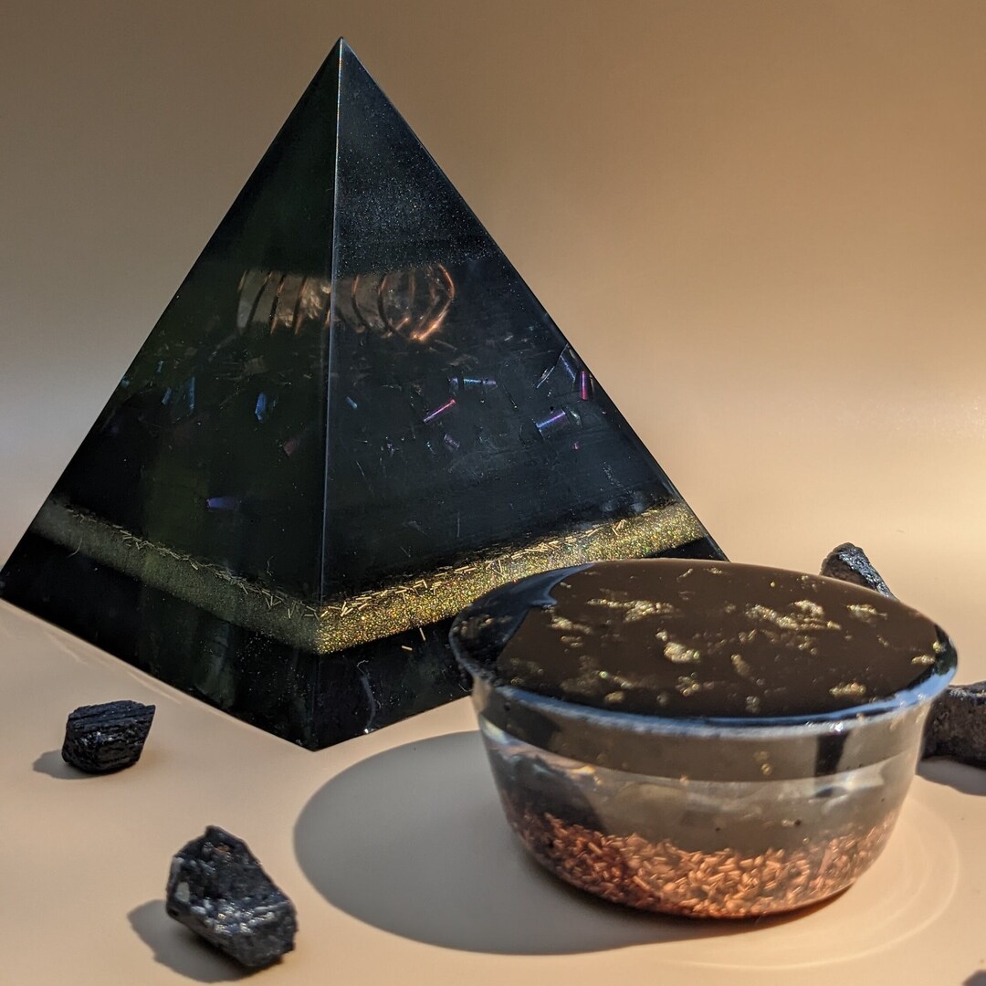 Orgonite Pyramid and Tower Buster Set Powerful Shungite EMF Protector ...