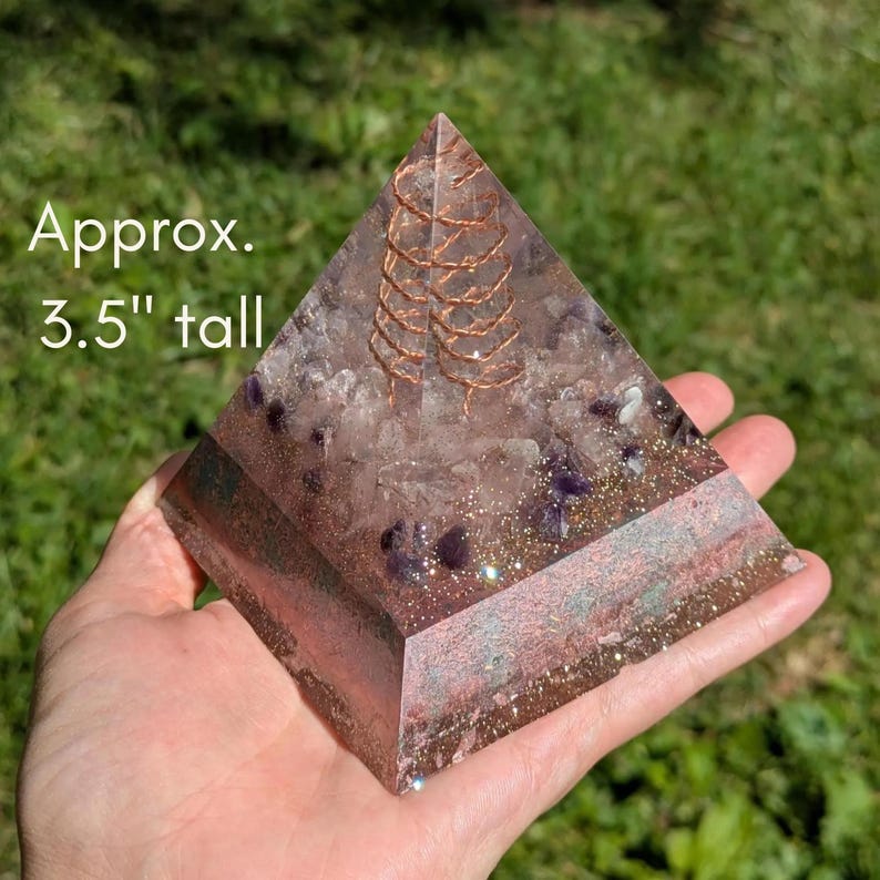 Orgonite Pyramid | EMF Awareness Decor | Handmade Resin Pyramid With ...