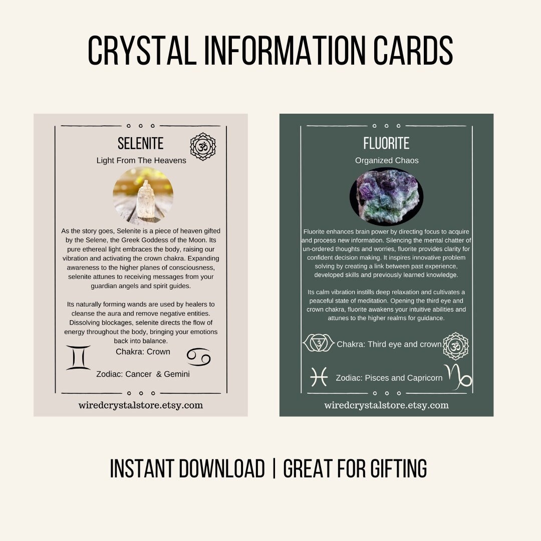 Printable Gemstone Card Crystal Download Crystal Information Card ...