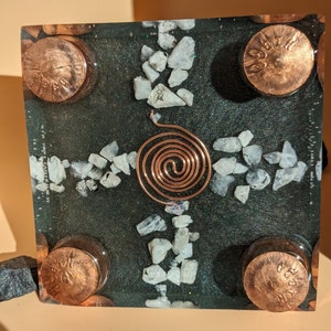 Handmade Orgonite Pyramid With Quartz, Moonstone & Black Tourmaline ...