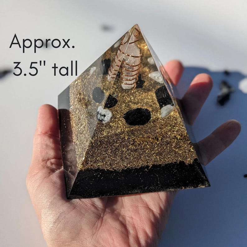 Black Orgonite Pyramid With Copper Coil | Handmade Resin Crystal ...