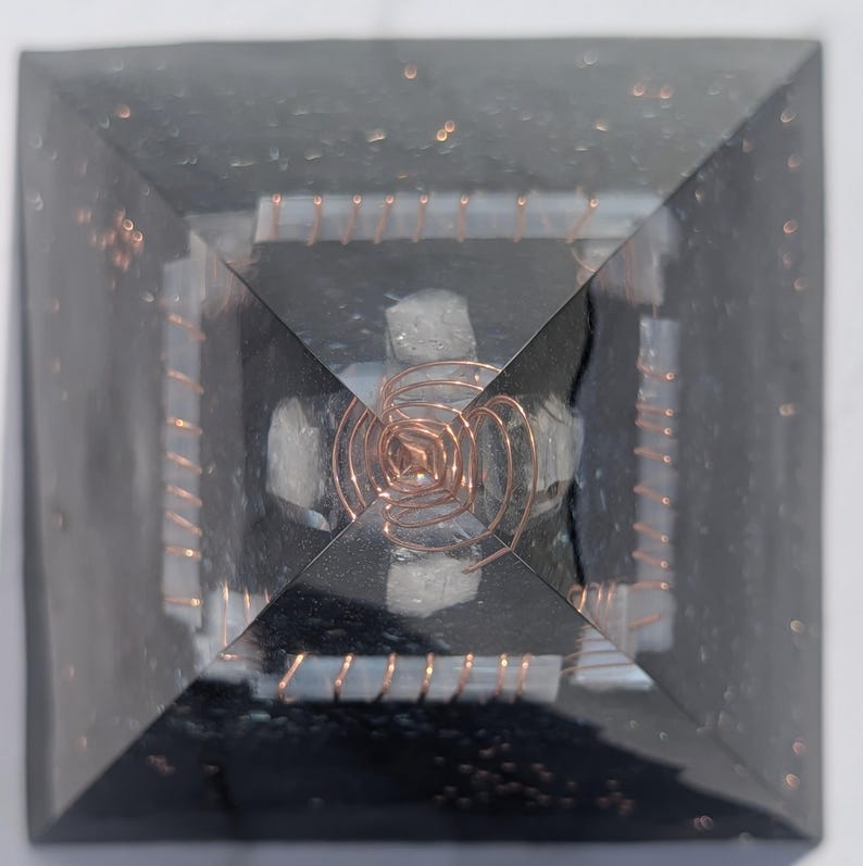 Large Orgonite Pyramid – Selenite Quartz Pyramid – Copper Orgonite Desk ...