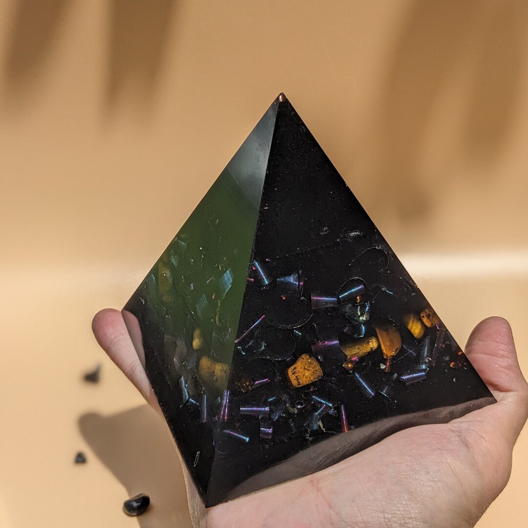 Shungite Stone Pyramid Large Orgonite for EMF Protection Strong ...