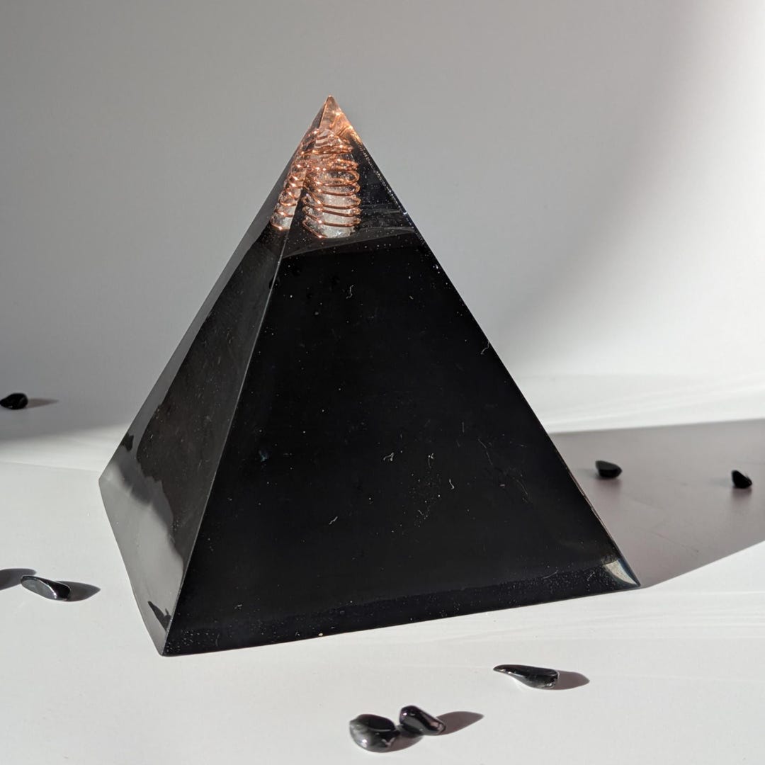 Handmade Orgonite Pyramid With Copper, Quartz & Shungite – Resin Desk ...