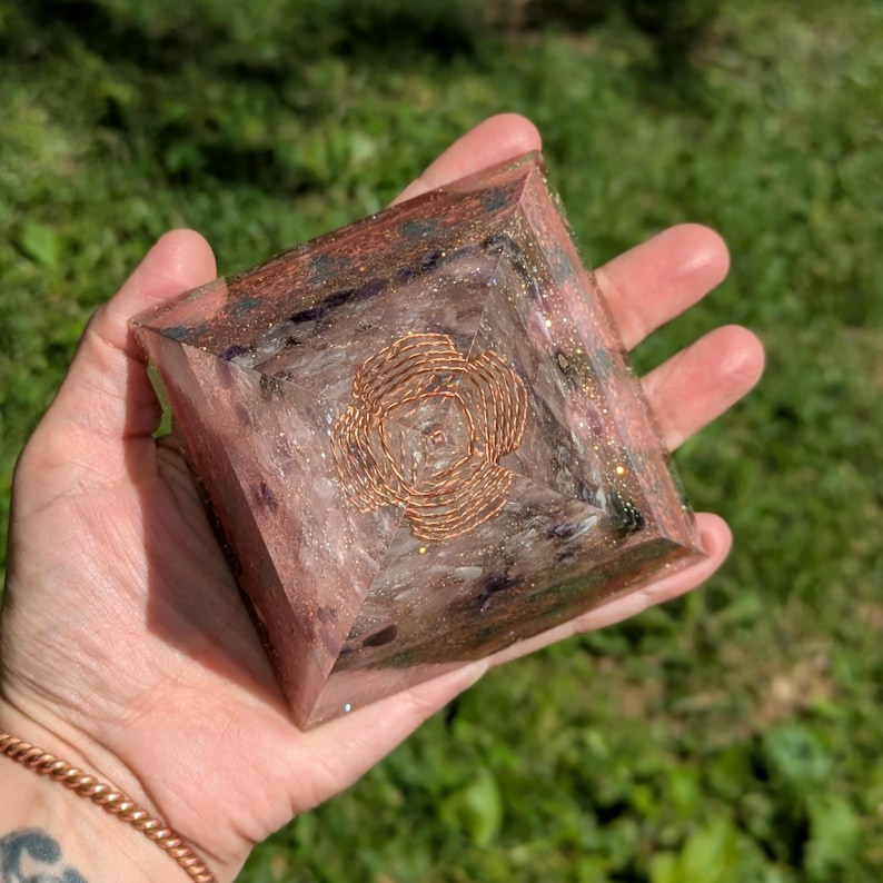 Orgonite Pyramid | EMF Awareness Decor | Handmade Resin Pyramid With ...