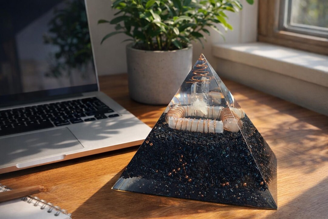 Large Orgonite Pyramid – Selenite Quartz Pyramid – Copper Orgonite Desk ...