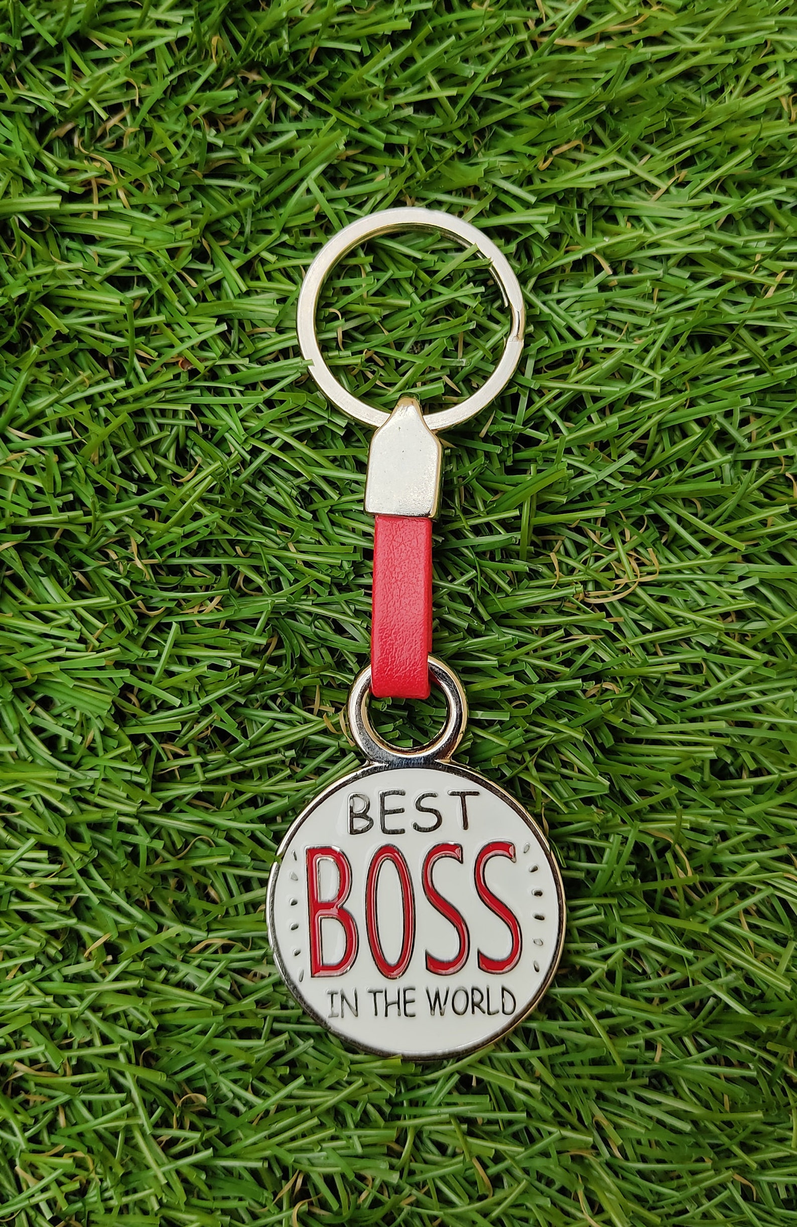 Keychain BEST BOSS in the WORLD Red, Lxy Accessoires, Enamel Metal ...