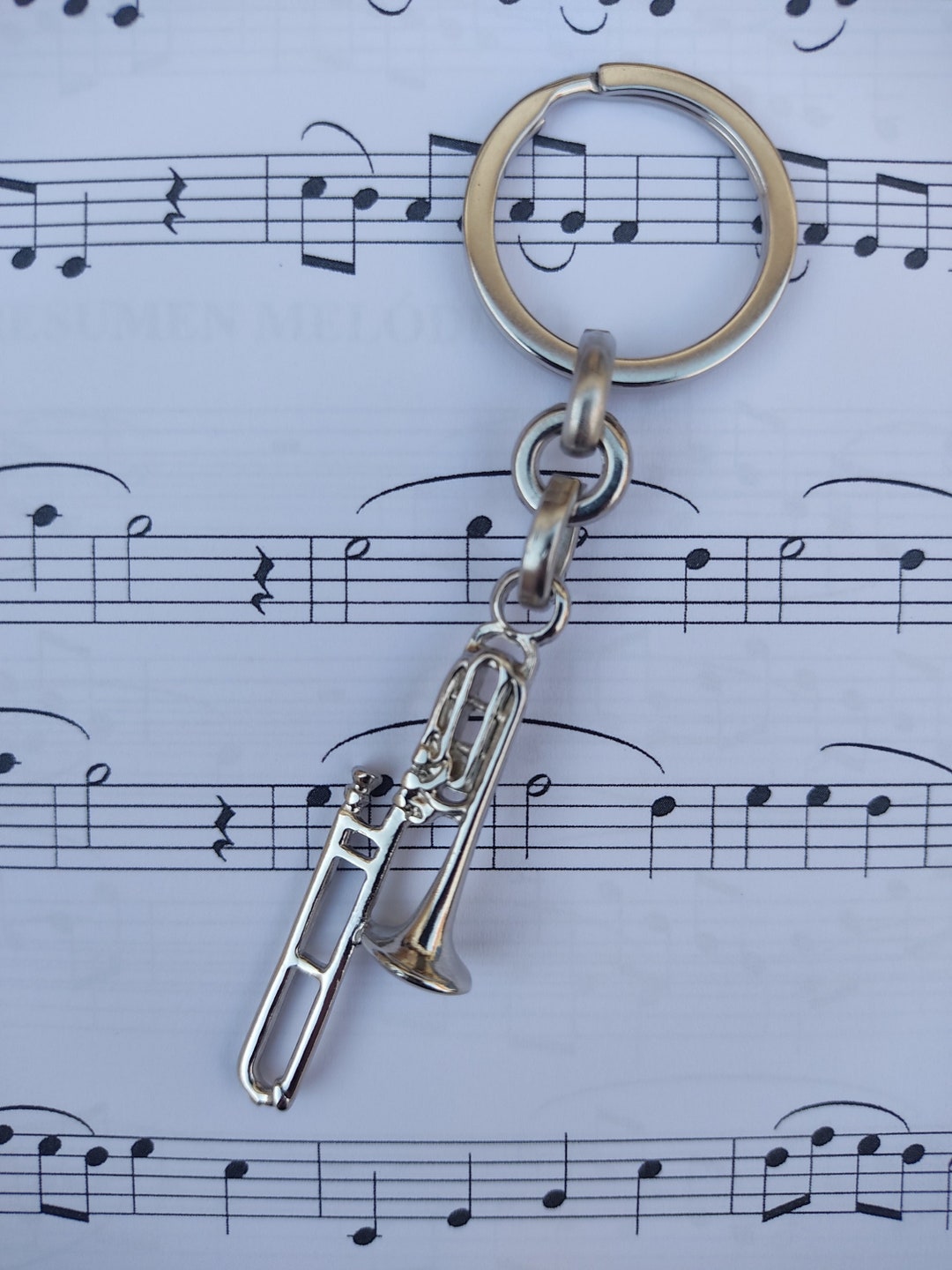 Trombone Keychain. Silver Trumpet Ideal as a Gift. Trombone - Etsy ...