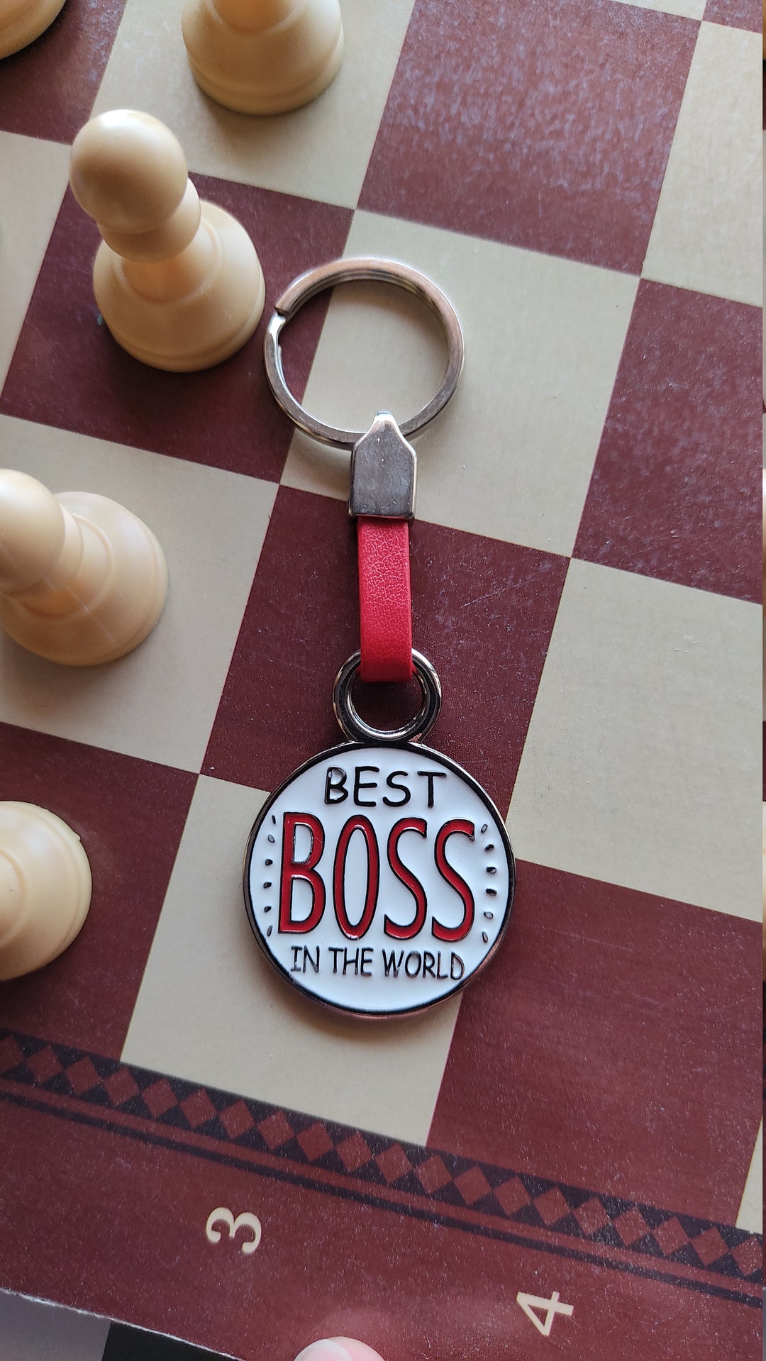 Keychain BEST BOSS in the WORLD Red, Lxy Accessoires, Enamel Metal ...