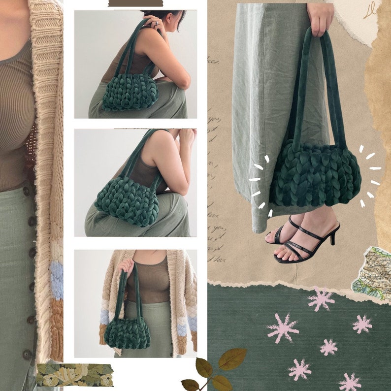 Shoulder Velvet Chunky Yarn Bag - Etsy