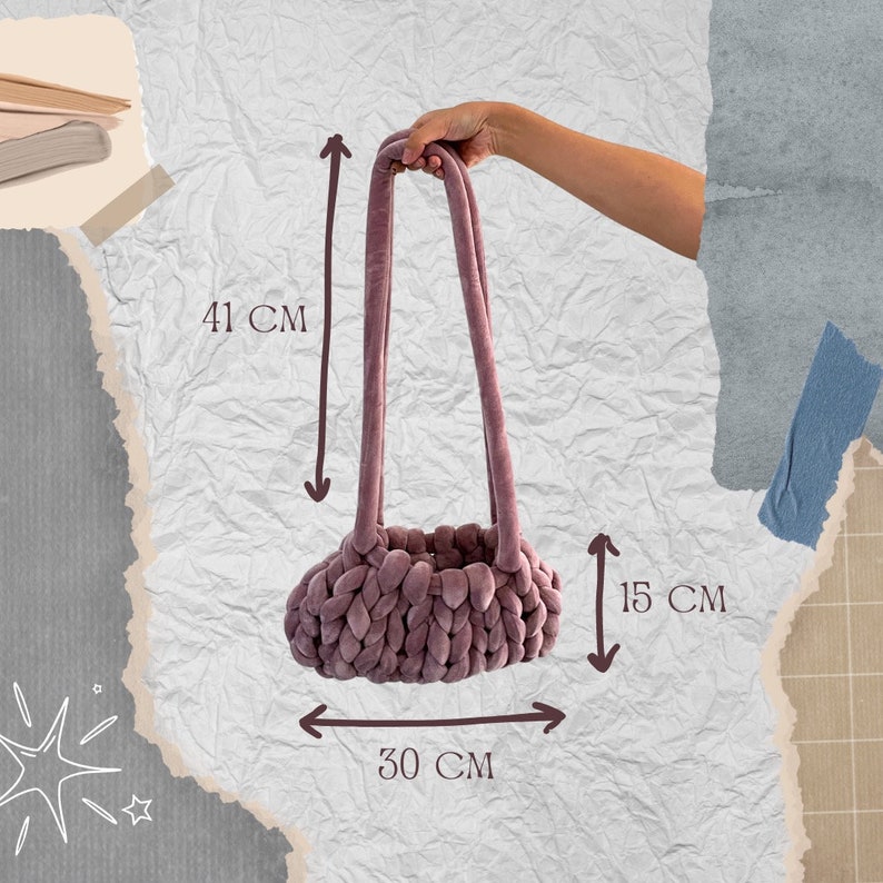 Shoulder Velvet Chunky Yarn Bag - Etsy